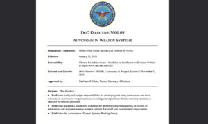 The US DoD Updates Directive 3000.09 "Autonomy in Weapon Systems"